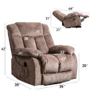 CANMOV Power Lift Recliner Chair for Elderly- Heavy Duty and Safety Motion Reclining Mechanism-Antiskid Fabric Sofa Living Room Chair with Overstuffed Design, Camel