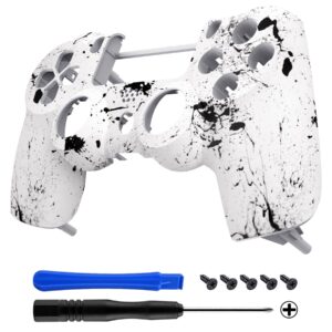 extremerate white splashing spray patterned custom faceplate cover, replacement front housing shell case compatible with ps4 slim pro controller jdm-040/050/055 - controller not included