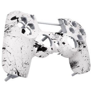 eXtremeRate White Splashing Spray Patterned Custom Faceplate Cover, Replacement Front Housing Shell Case Compatible with ps4 Slim Pro Controller JDM-040/050/055 - Controller NOT Included