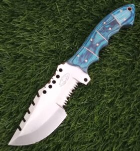 best.buy.damascus1 handmade tracker knife blue wooden handel 9.5" tracker fixed blade hunting 420c stainless steel hunting knife prime quality