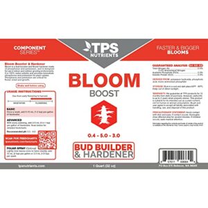 Bloom Bud Builder & Flower Hardener Plant Nutrient and Supplement, Triggers Fast Flowering by TPS Nutrients, 1 Quart (32 oz)