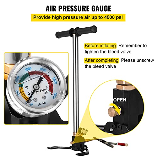 BestEquip Airgun PCP Pump 4500PSI High Pressure Hand Pump 3 Stage Pump Chamber PCP Air Pump