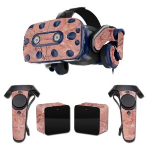 mightyskins skin compatible with htc vive pro vr headset - pink marble | protective, durable, and unique vinyl decal wrap cover | easy to apply, remove, and change styles | made in the usa