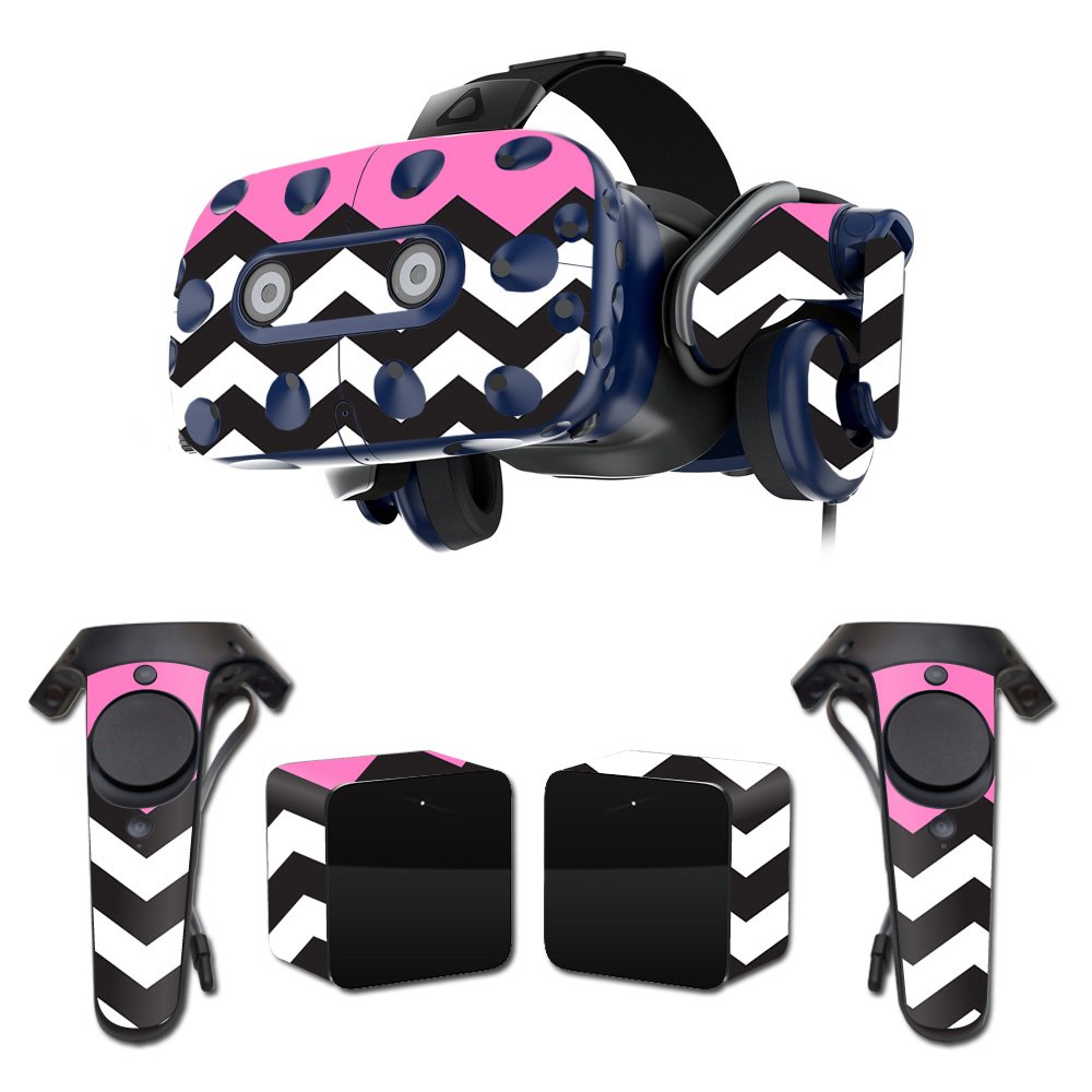 MightySkins Skin Compatible with HTC Vive Pro VR Headset - Pink Chevron | Protective, Durable, and Unique Vinyl Decal wrap Cover | Easy to Apply, Remove, and Change Styles | Made in The USA