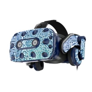 mightyskins skin compatible with htc vive pro vr headset - carved blue | protective, durable, and unique vinyl decal wrap cover | easy to apply, remove, and change styles | made in the usa