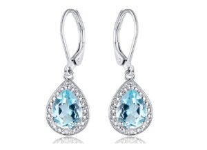 barzel 18k white gold plated created gemstone & diamond accent drop earrings