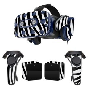 mightyskins skin compatible with htc vive pro vr headset - black zebra | protective, durable, and unique vinyl decal wrap cover | easy to apply, remove, and change styles | made in the usa