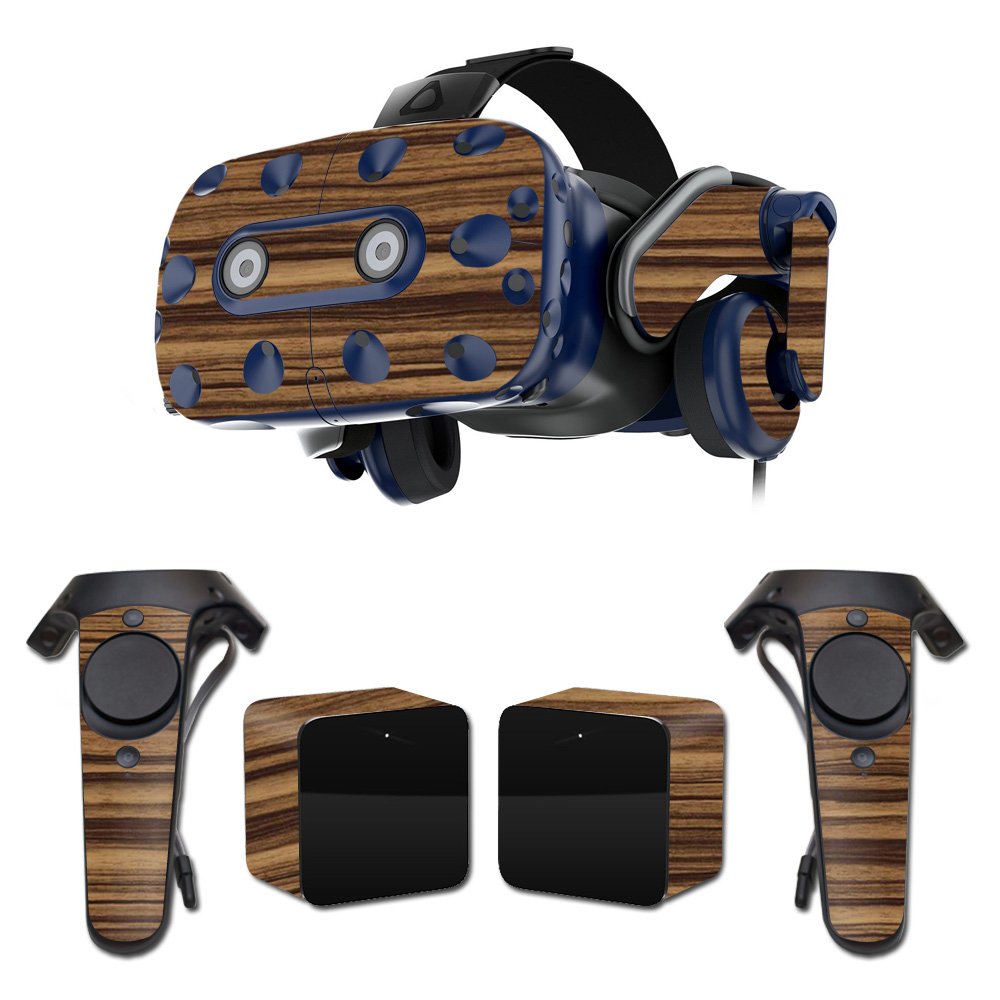 MightySkins Skin Compatible with HTC Vive Pro VR Headset - Dark Zebra Wood | Protective, Durable, and Unique Vinyl Decal wrap Cover | Easy to Apply, Remove, and Change Styles | Made in The USA