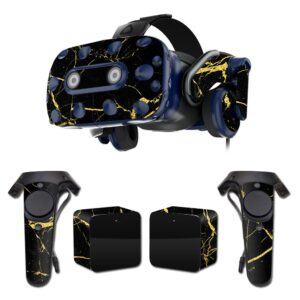 MightySkins Skin Compatible with HTC Vive Pro VR Headset - Black Gold Marble | Protective, Durable, and Unique Vinyl Decal wrap Cover | Easy to Apply, Remove, and Change Styles | Made in The USA