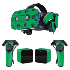 mightyskins skin compatible with htc vive pro vr headset - solid green | protective, durable, and unique vinyl decal wrap cover | easy to apply, remove, and change styles | made in the usa