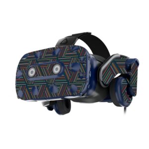 mightyskins skin compatible with htc vive pro vr headset - triangle stripes | protective, durable, and unique vinyl decal wrap cover | easy to apply, remove, and change styles | made in the usa