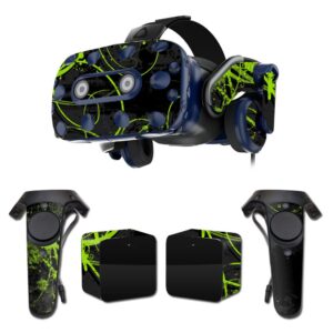 mightyskins skin compatible with htc vive pro vr headset - green distortion | protective, durable, and unique vinyl decal wrap cover | easy to apply, remove, and change styles | made in the usa