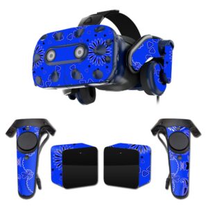 mightyskins skin compatible with htc vive pro vr headset - blue bandana | protective, durable, and unique vinyl decal wrap cover | easy to apply, remove, and change styles | made in the usa