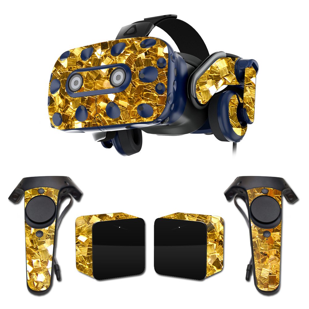 MightySkins Skin Compatible with HTC Vive Pro VR Headset - Gold Chips | Protective, Durable, and Unique Vinyl Decal wrap Cover | Easy to Apply, Remove, and Change Styles | Made in The USA