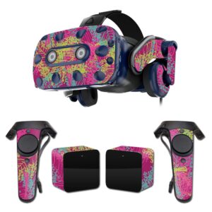 mightyskins skin compatible with htc vive pro vr headset - magenta summer | protective, durable, and unique vinyl decal wrap cover | easy to apply, remove, and change styles | made in the usa