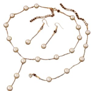 Faux Pearl Necklace Earring Bracelet Jewelry Set, Delicate and Classy Costume jewelry Favors