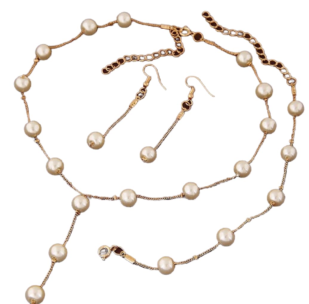 Faux Pearl Necklace Earring Bracelet Jewelry Set, Delicate and Classy Costume jewelry Favors