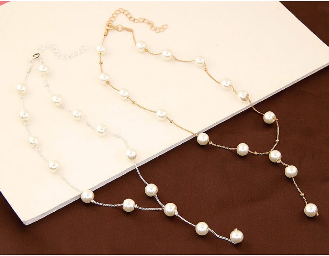 Faux Pearl Necklace Earring Bracelet Jewelry Set, Delicate and Classy Costume jewelry Favors