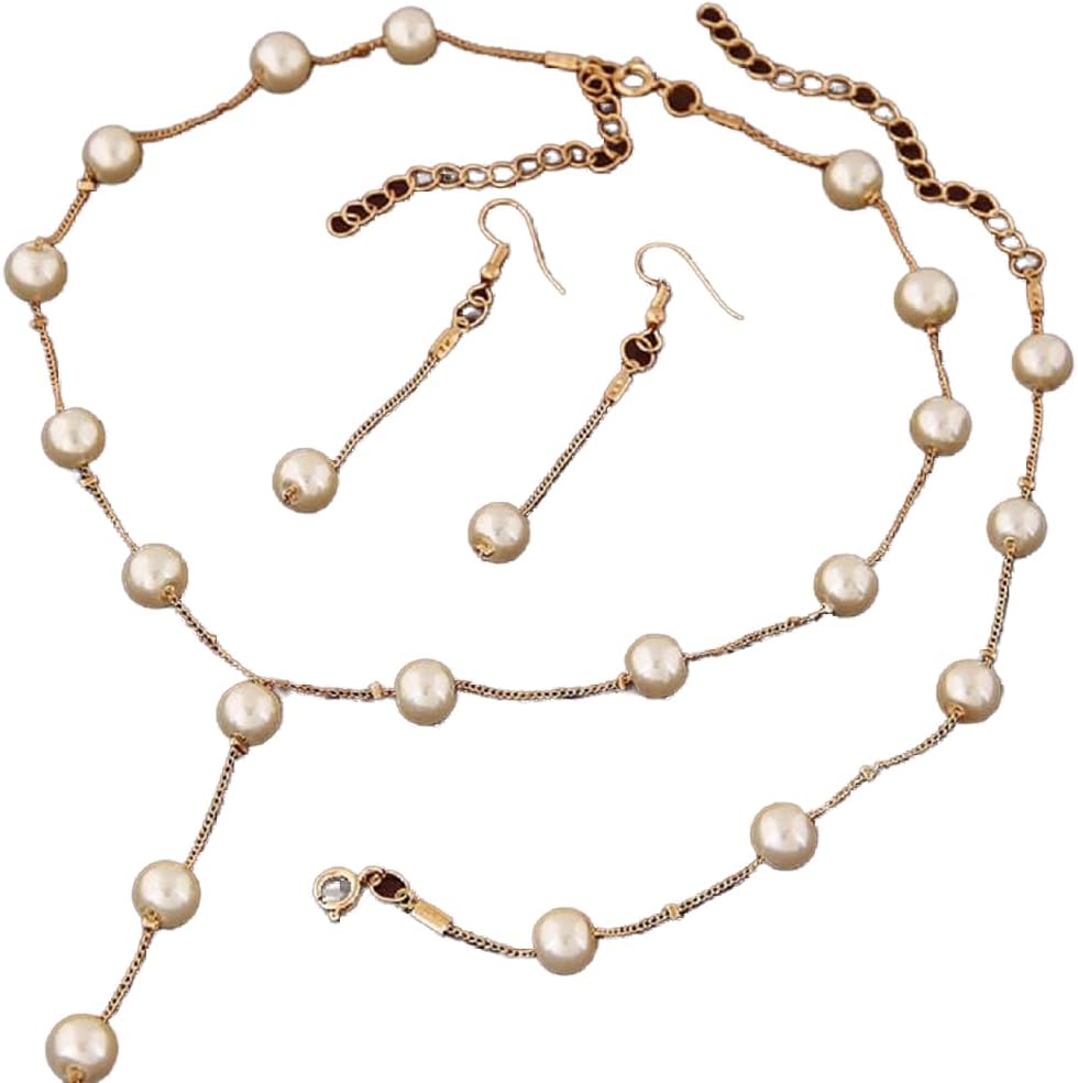 Faux Pearl Necklace Earring Bracelet Jewelry Set, Delicate and Classy Costume jewelry Favors