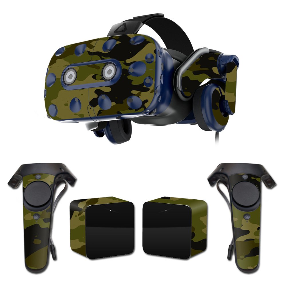 MightySkins Skin Compatible with HTC Vive Pro VR Headset - Green Camouflage | Protective, Durable, and Unique Vinyl Decal wrap Cover | Easy to Apply, Remove, and Change Styles | Made in The USA