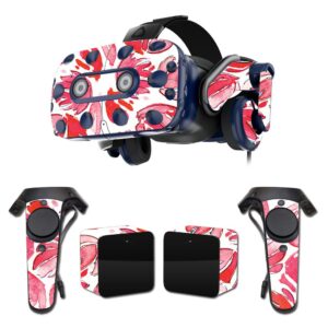 mightyskins skin compatible with htc vive pro vr headset - red petals | protective, durable, and unique vinyl decal wrap cover | easy to apply, remove, and change styles | made in the usa