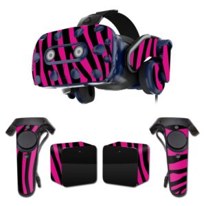 mightyskins skin compatible with htc vive pro vr headset - pink zebra | protective, durable, and unique vinyl decal wrap cover | easy to apply, remove, and change styles | made in the usa