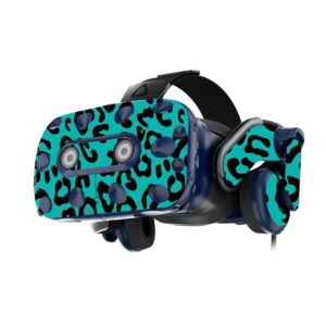 mightyskins skin compatible with htc vive pro vr headset - teal leopard | protective, durable, and unique vinyl decal wrap cover | easy to apply, remove, and change styles | made in the usa