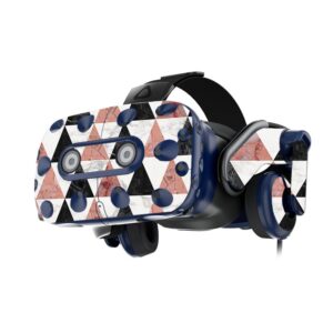 mightyskins skin compatible with htc vive pro vr headset - marble pyramids | protective, durable, and unique vinyl decal wrap cover | easy to apply, remove, and change styles | made in the usa