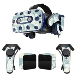 mightyskins skin compatible with htc vive pro vr headset - blue seashells | protective, durable, and unique vinyl decal wrap cover | easy to apply, remove, and change styles | made in the usa