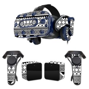 mightyskins skin compatible with htc vive pro vr headset - black aztec | protective, durable, and unique vinyl decal wrap cover | easy to apply, remove, and change styles | made in the usa