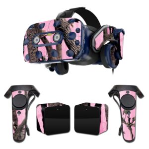 mightyskins skin compatible with htc vive pro vr headset - pink tree camo | protective, durable, and unique vinyl decal wrap cover | easy to apply, remove, and change styles | made in the usa