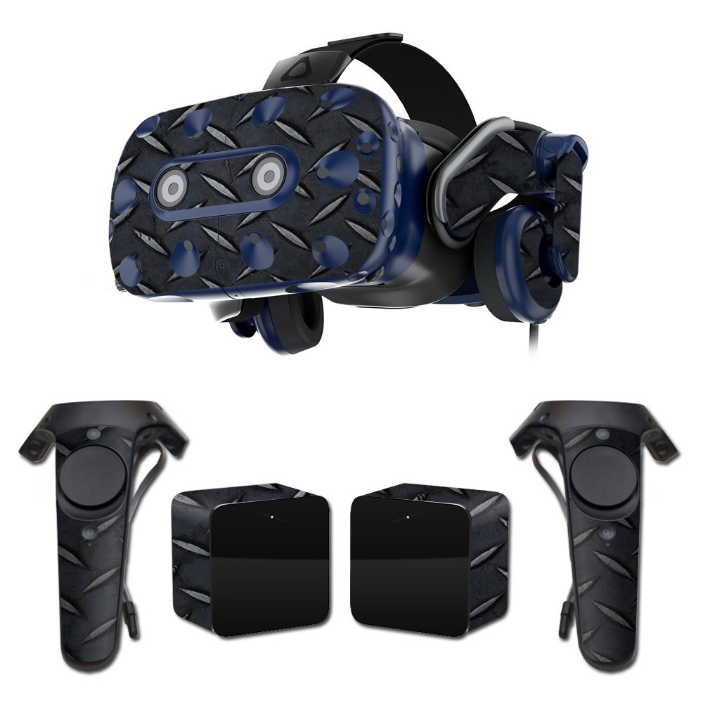 MightySkins Skin Compatible with HTC Vive Pro VR Headset - Black Diamond Plate | Protective, Durable, and Unique Vinyl Decal wrap Cover | Easy to Apply, Remove, and Change Styles | Made in The USA