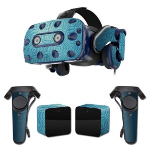 mightyskins skin compatible with htc vive pro vr headset - blue swirls | protective, durable, and unique vinyl decal wrap cover | easy to apply, remove, and change styles | made in the usa