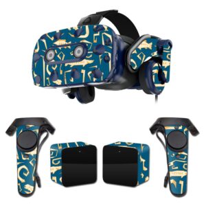 mightyskins skin compatible with htc vive pro vr headset - deco fish | protective, durable, and unique vinyl decal wrap cover | easy to apply, remove, and change styles | made in the usa