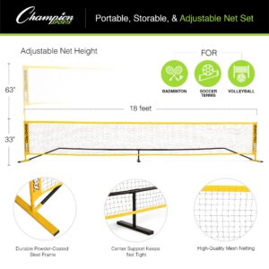 Champion Sports Adjustable Sport Net: Portable Sport Game Net for Volleyball, Tennis, Pickleball, and Badminton - Multiple Widths