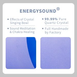 432Hz Perfect Pitch G Note Throat Chakra Blue Colored Frosted Quartz Crystal Singing Bowl 8 inch mallet & o-ring included