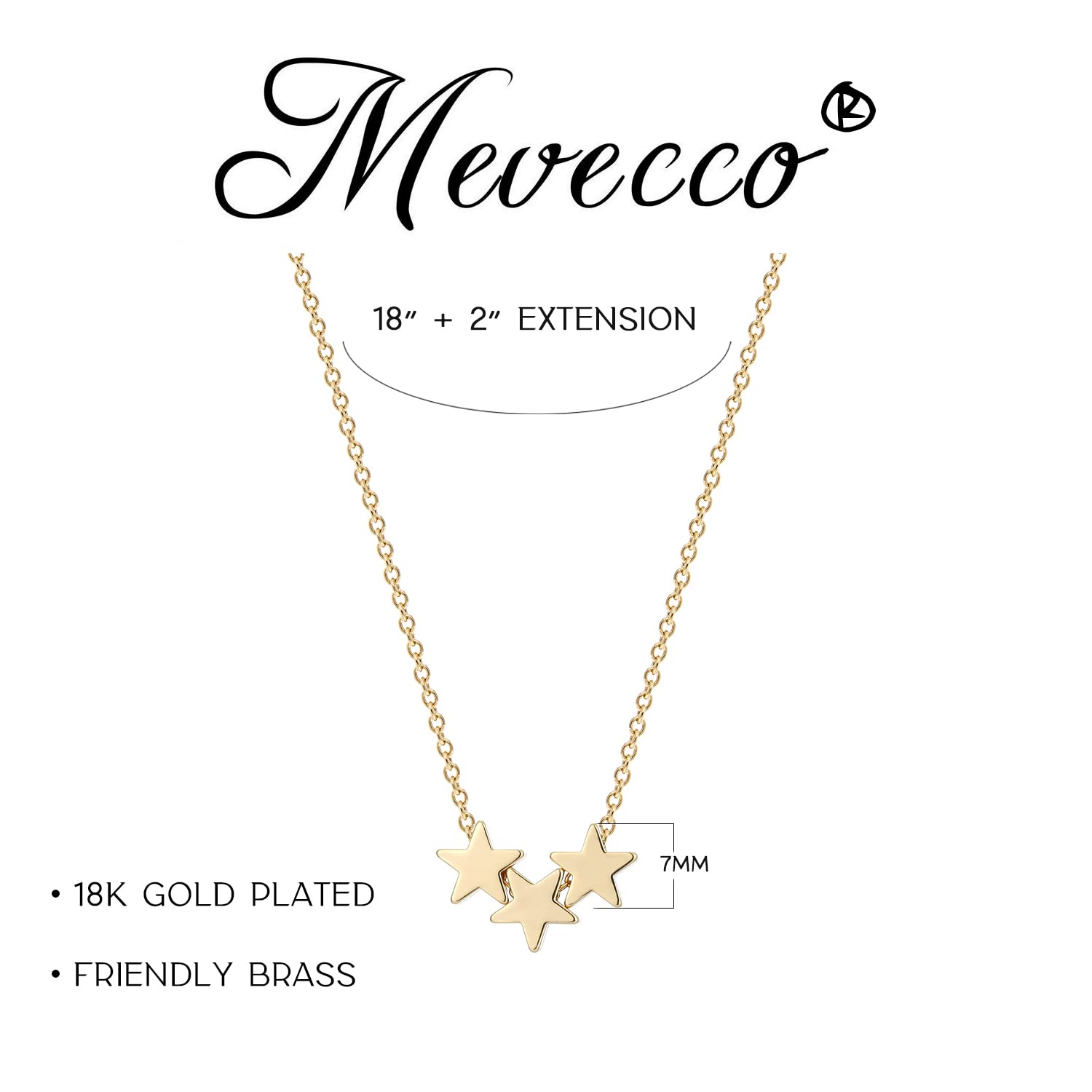 MEVECCO Lucky Star Pendant Necklaces,18k Gold Plated Three Stars Handmade Generations Necklace for Grandma 3 Circles Necklace Mom Granddaughter Mothers Day Jewelry Birthday Gift