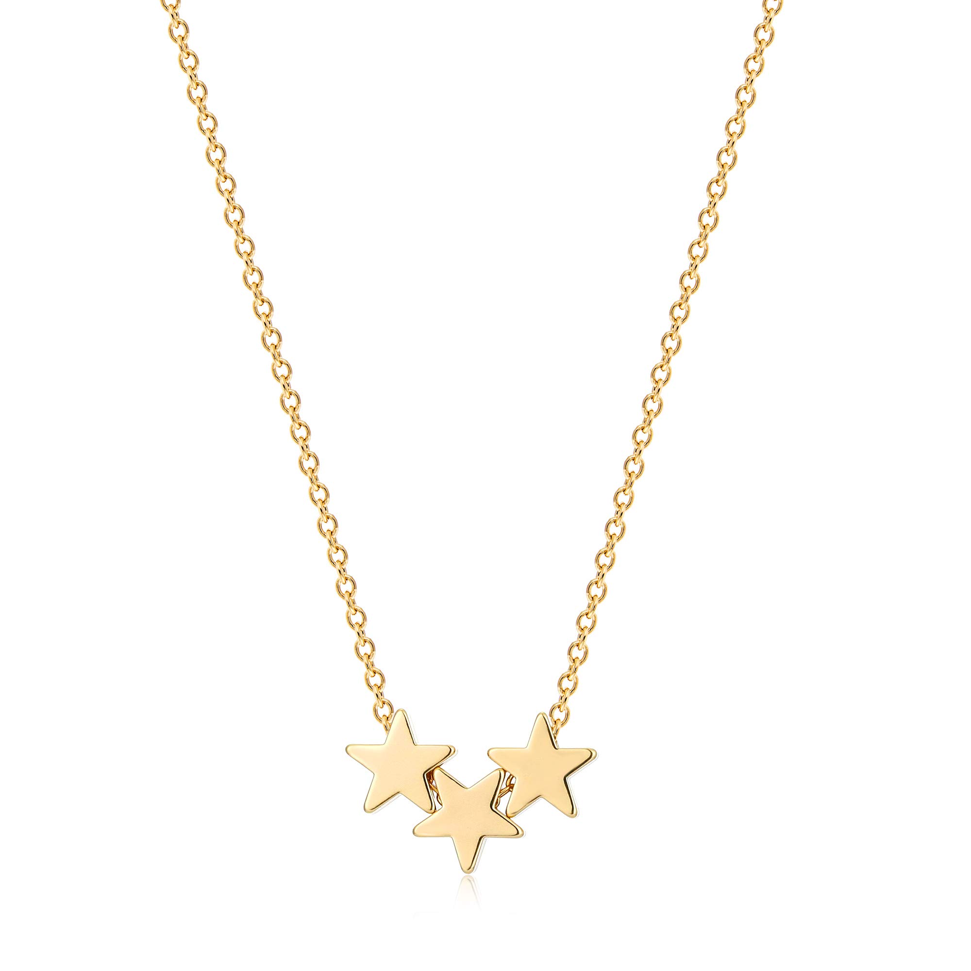 MEVECCO Lucky Star Pendant Necklaces,18k Gold Plated Three Stars Handmade Generations Necklace for Grandma 3 Circles Necklace Mom Granddaughter Mothers Day Jewelry Birthday Gift