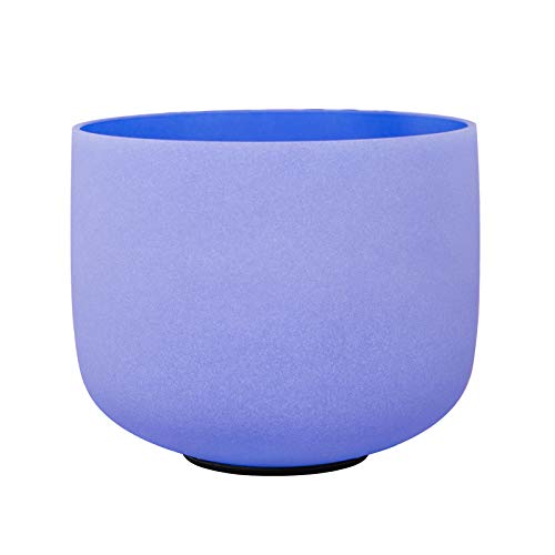 432Hz Perfect Pitch G Note Throat Chakra Blue Colored Frosted Quartz Crystal Singing Bowl 10 inch mallet & o-ring included