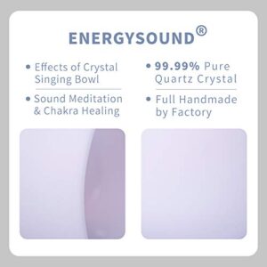 432Hz Perfect Pitch G Note Throat Chakra Frosted Quartz Crystal Singing Bowl 8 inch mallet and o-ring included