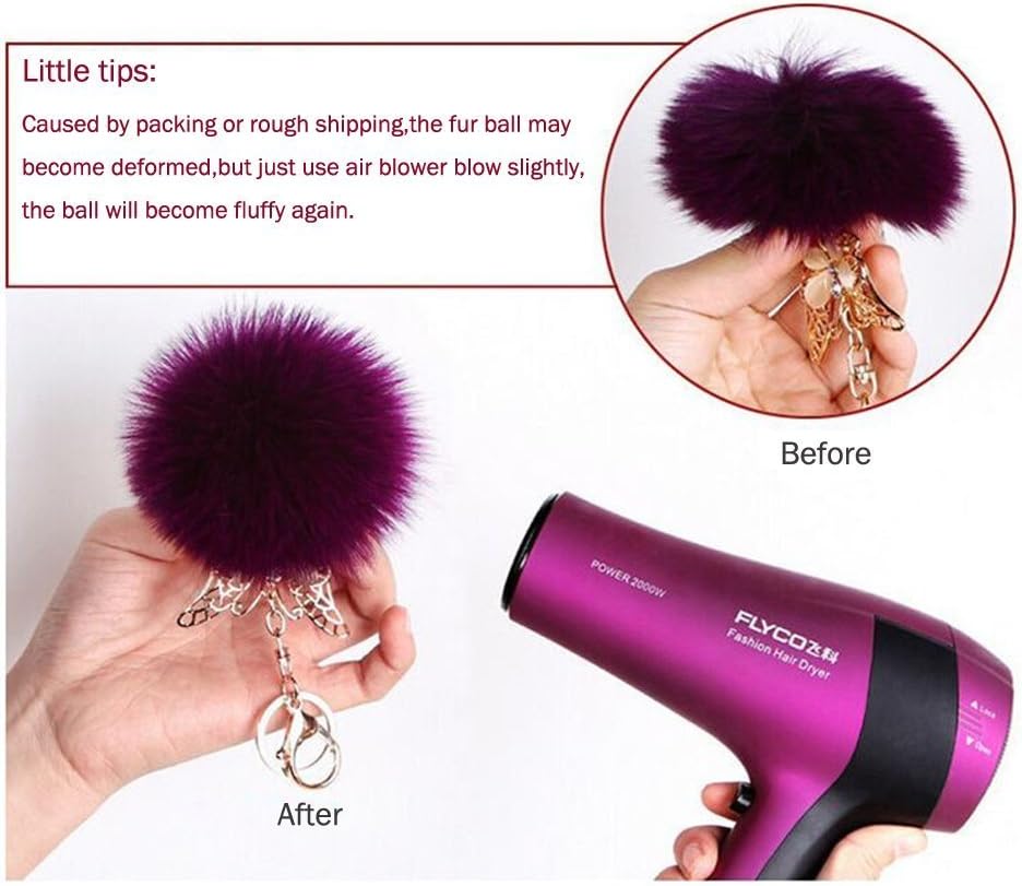 Pom Pom Keychain Genuine Rabbit Fur Ball Keychain Fluffy Accessories Car Bag Charm