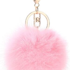 Pom Pom Keychain Genuine Rabbit Fur Ball Keychain Fluffy Accessories Car Bag Charm