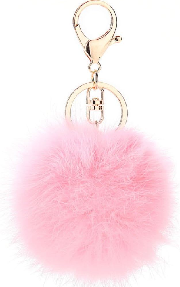 Pom Pom Keychain Genuine Rabbit Fur Ball Keychain Fluffy Accessories Car Bag Charm