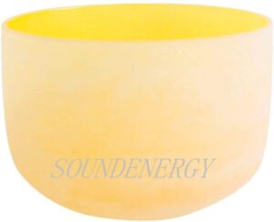 432hz perfect pitch e note solar plexus chakra yellow colored frosted quartz crystal singing bowl 8 inch mallet &o-ring included