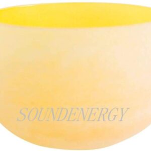 432Hz Perfect Pitch E Note Solar Plexus Chakra Yellow Colored Frosted Quartz Crystal Singing Bowl 8 inch mallet &o-ring included