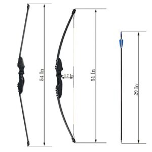 54" Long Bow for Right Handed 30 LBs Draw Weight Archery Bow Shooting Larp Hunting Game with 9 Arrows and 3 Target Faces