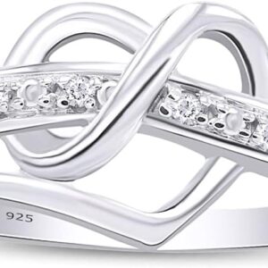 AFFY Sterling Silver Diamond Heart Ring (1/20 cttw, I-J Color, I3 Clarity)