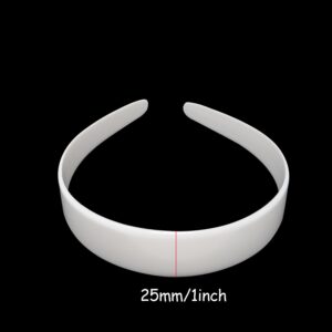 honbay 10pcs 25mm 1 inch diy semi-finished hair hoop plain no teeth plastic craft headbands diy hair bands (white)