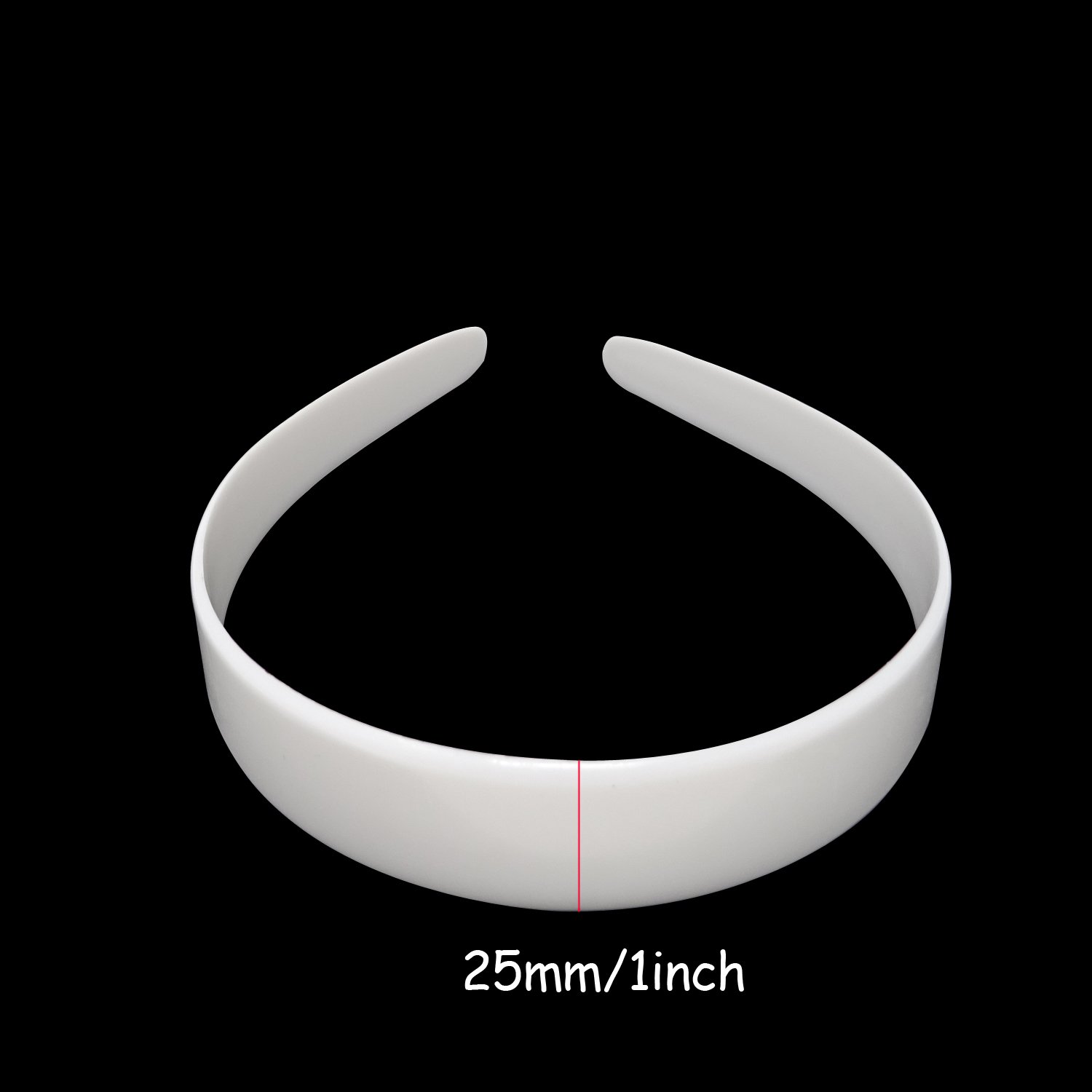 Honbay 10PCS 25mm 1 inch DIY Semi-Finished Hair Hoop Plain No Teeth Plastic Craft Headbands DIY Hair Bands (White)