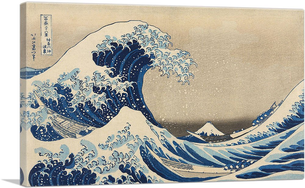 ARTCANVAS The Great Wave off the Coast of Kanagawa 1829 Canvas Art Print Stretched Framed Painting Picture Poster Giclee Wall Decor by Katsushika Hokusai - 26" x 18" (0.75" Deep)